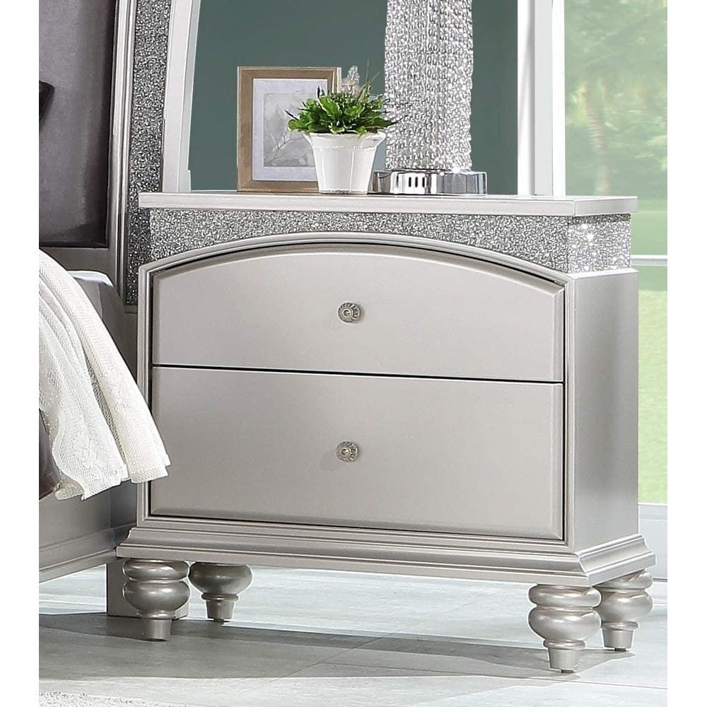 28''L X 17''W X 28''H Glam Nightstand, Platinum - Walmart.com