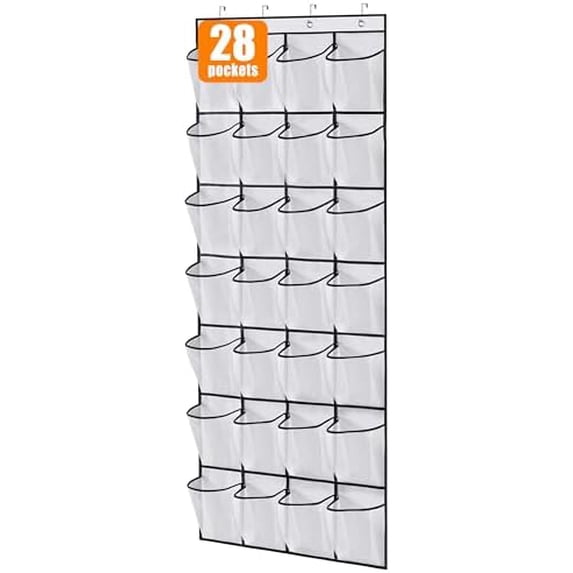 28 Large Pockets Over The Door Shoe Rack Hanging Shoe Organizer for ...