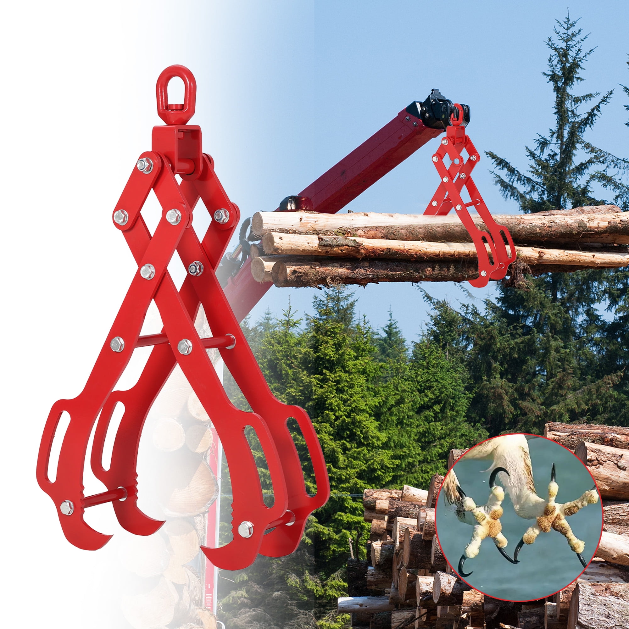 28" Log Lifting Tongs, 4 Claw Logging Tongs for Efficient Log Handling ...