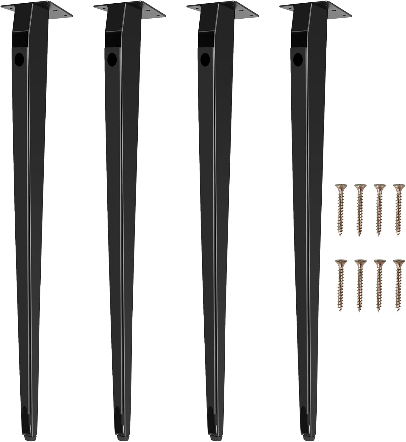 28" Modern Minimalist Metal Table Legs, Matte Gray Ironwork, Sturdy ...
