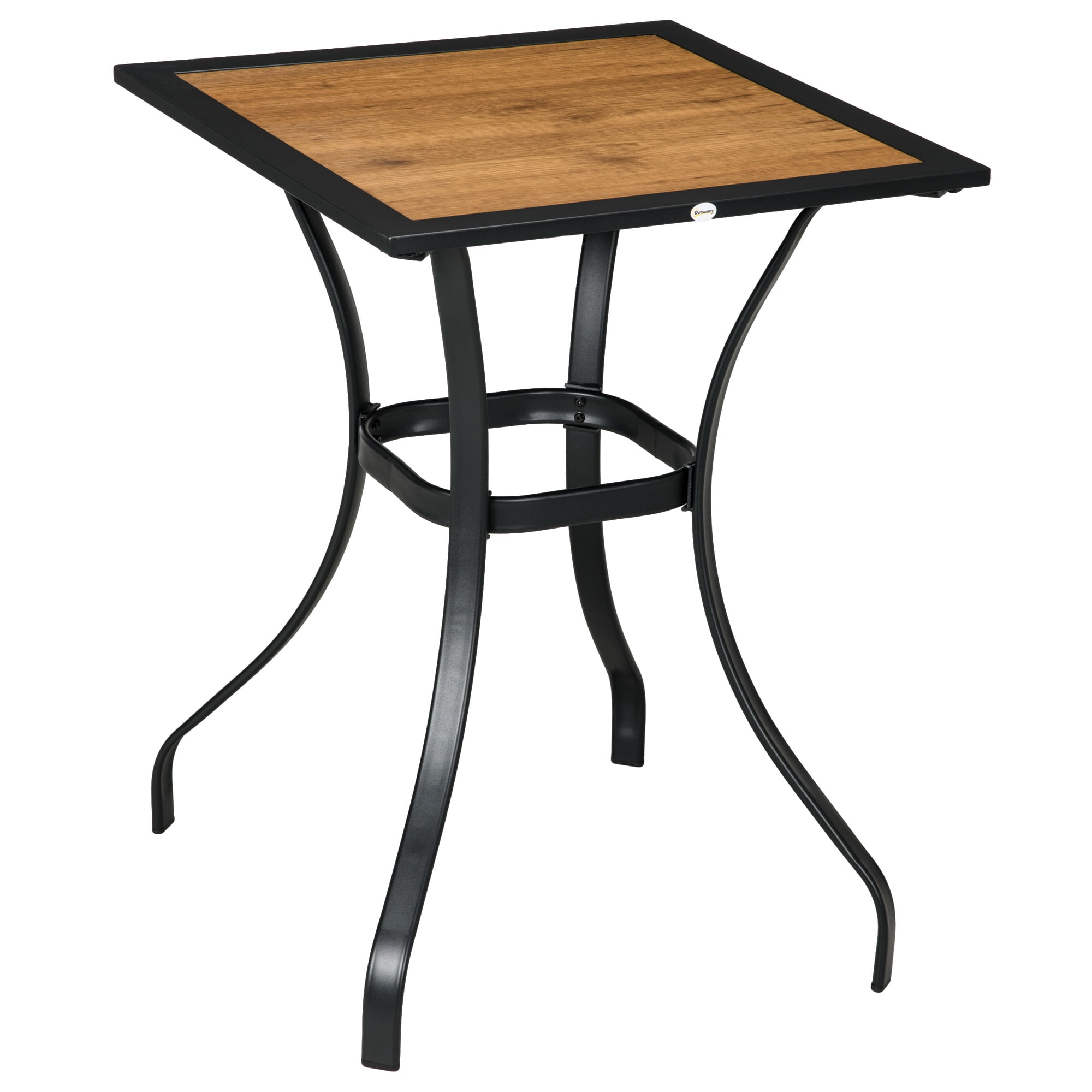 28" Outdoor Dining Table, Faux Wood Patio Furniture, Square Wood-Like ...