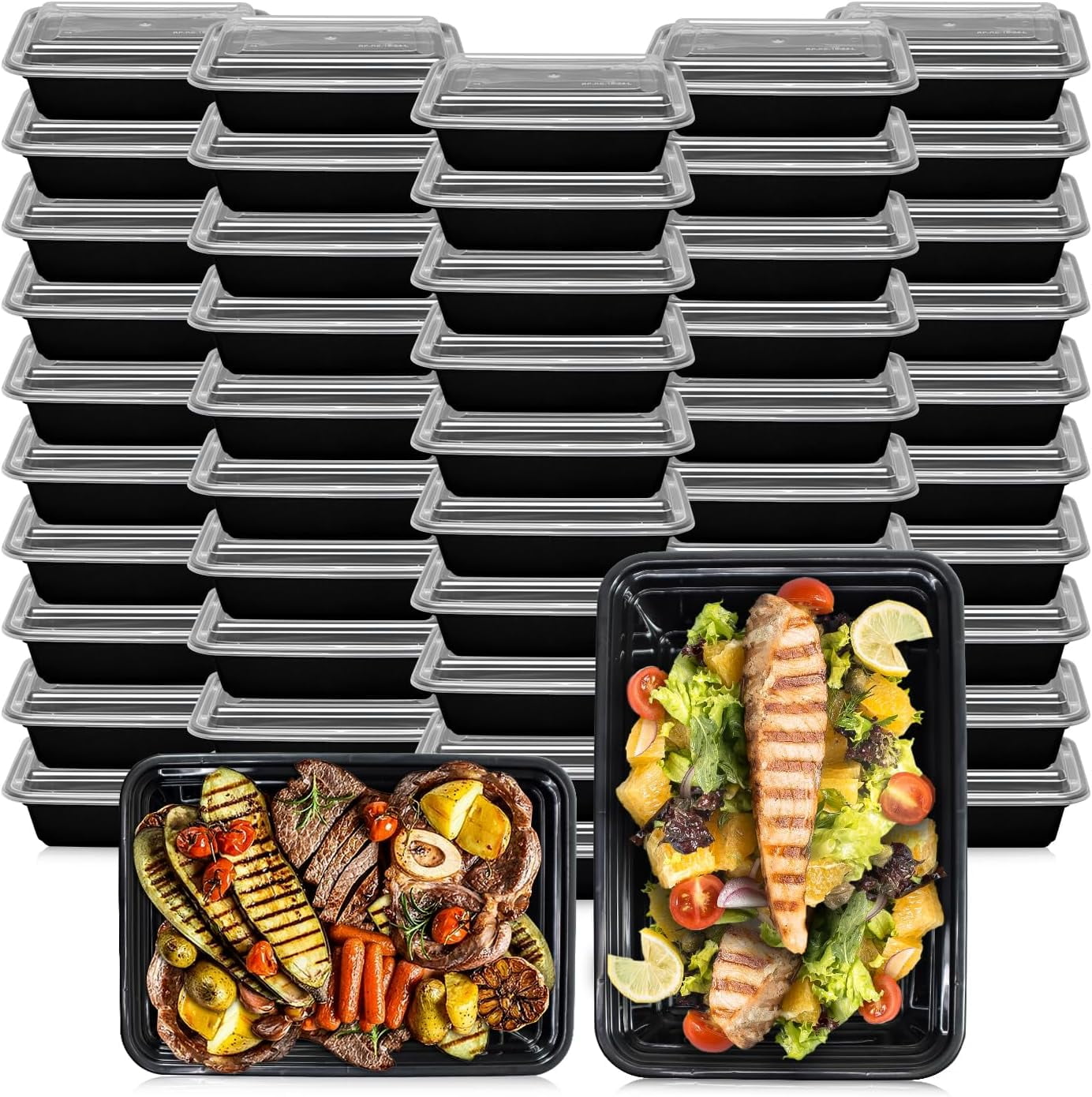 28 Oz, 50 Sets Meal Prep Containers with Airtight Lids, BPA , Reusable ...