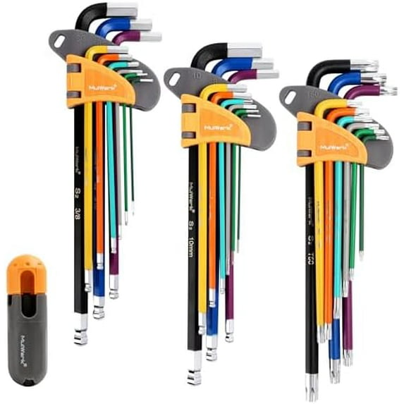 28 PCS Allen Key Set, Long Arm Ball End Hex Key Wrench Set with T ...