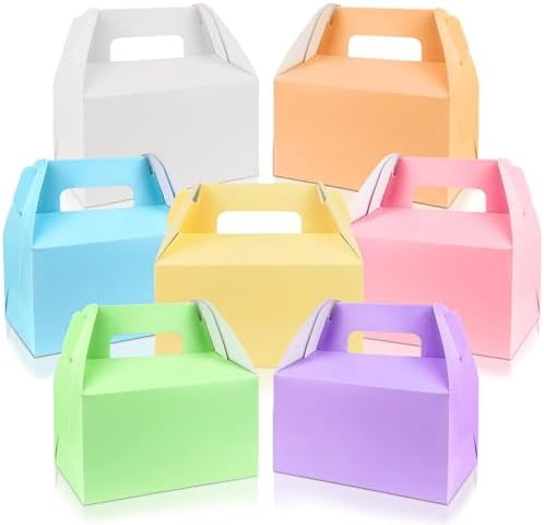 28 PCS Colorful Gable Gift Boxes for Snacks Treats and Goodies 7 Pastel ...