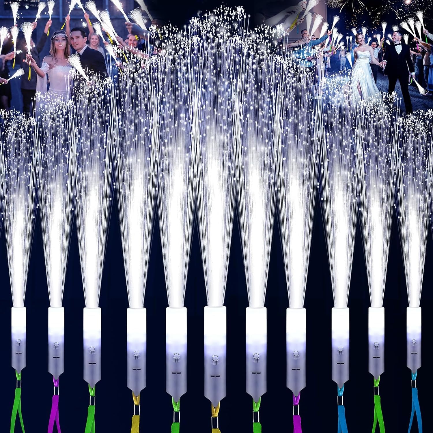 28 PCS Fiber Optic Wands with 3 Light Modes, Glow Wands & Light Up ...