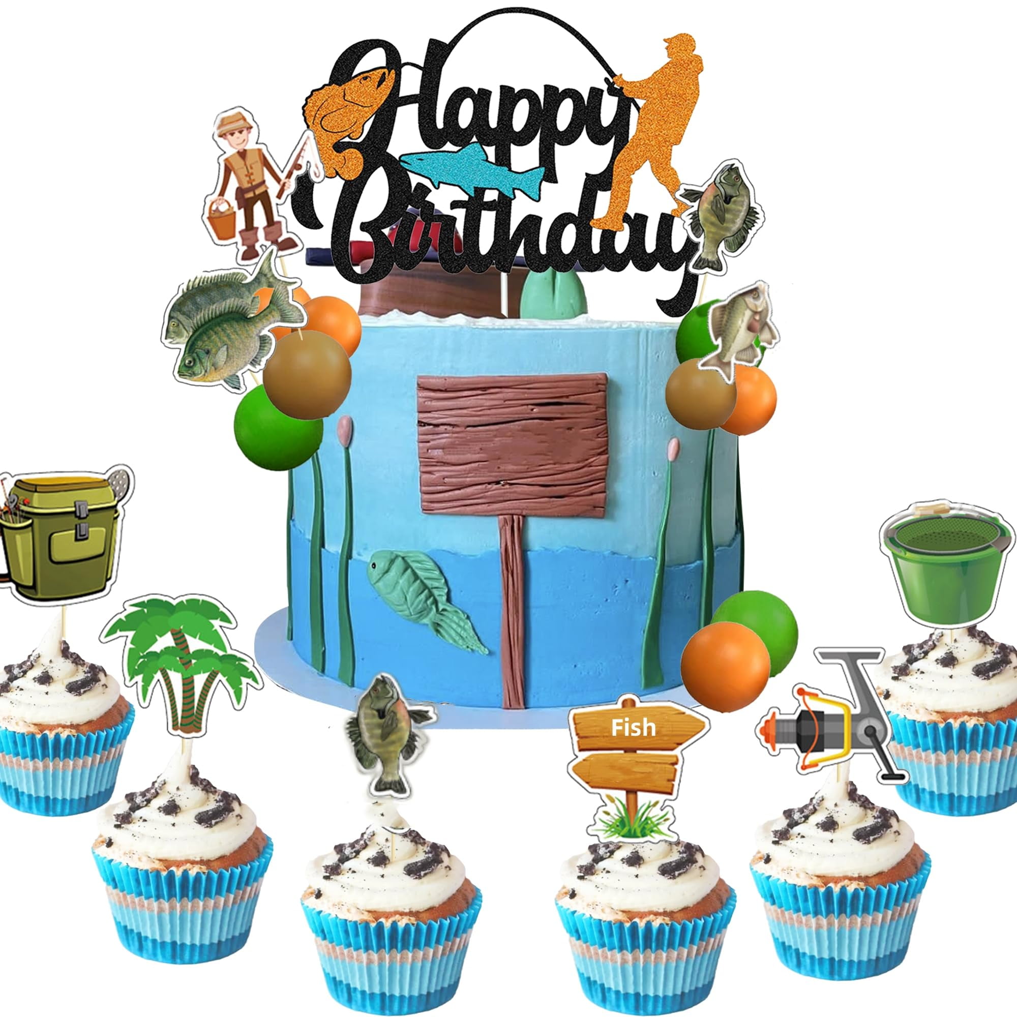 28 PCS Fishing TWE5 Birthday Decor Gone Fishing Party Supplies Gone ...