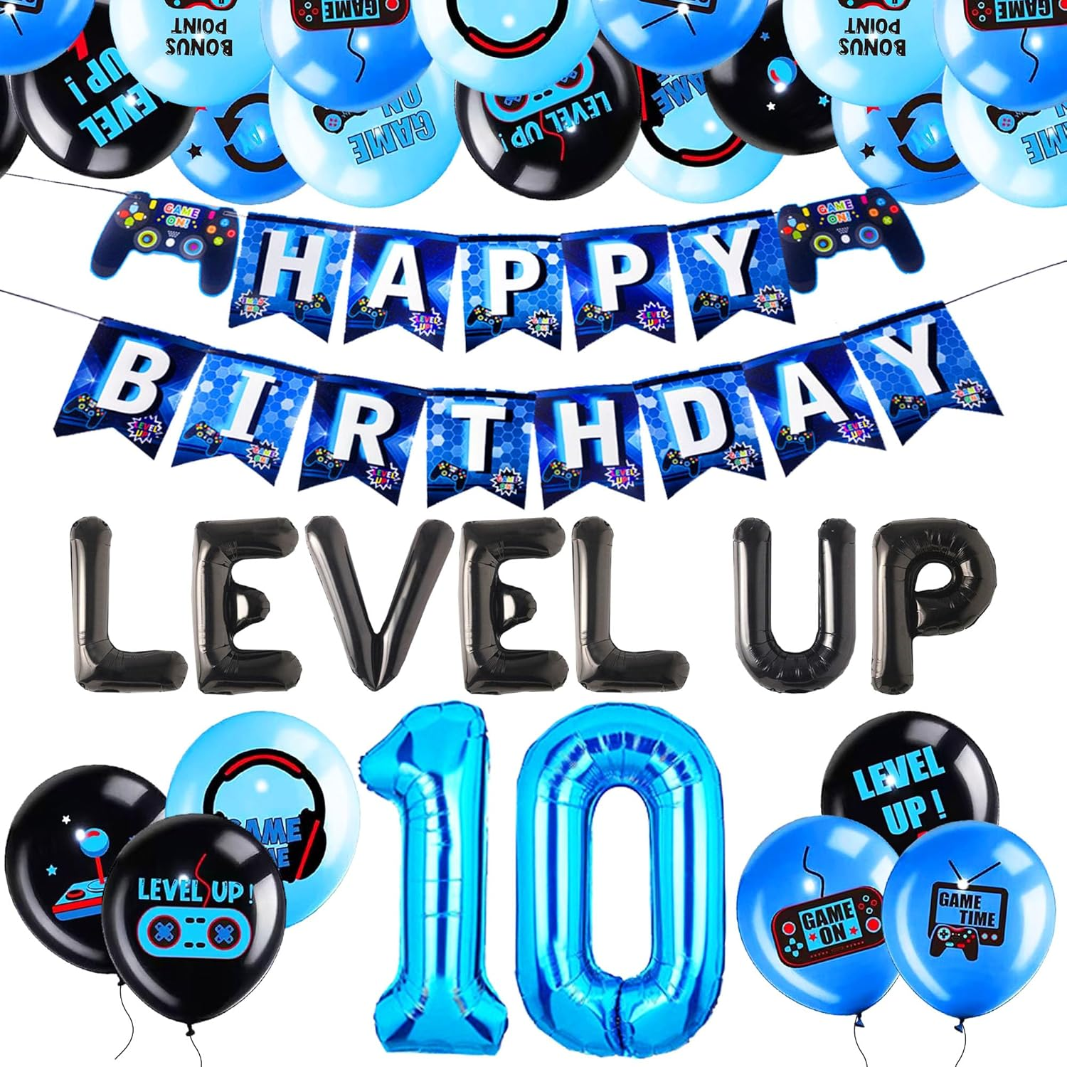 28 PCS Level UP Birthday Decoration Video Game 10 Birthday Decorations ...