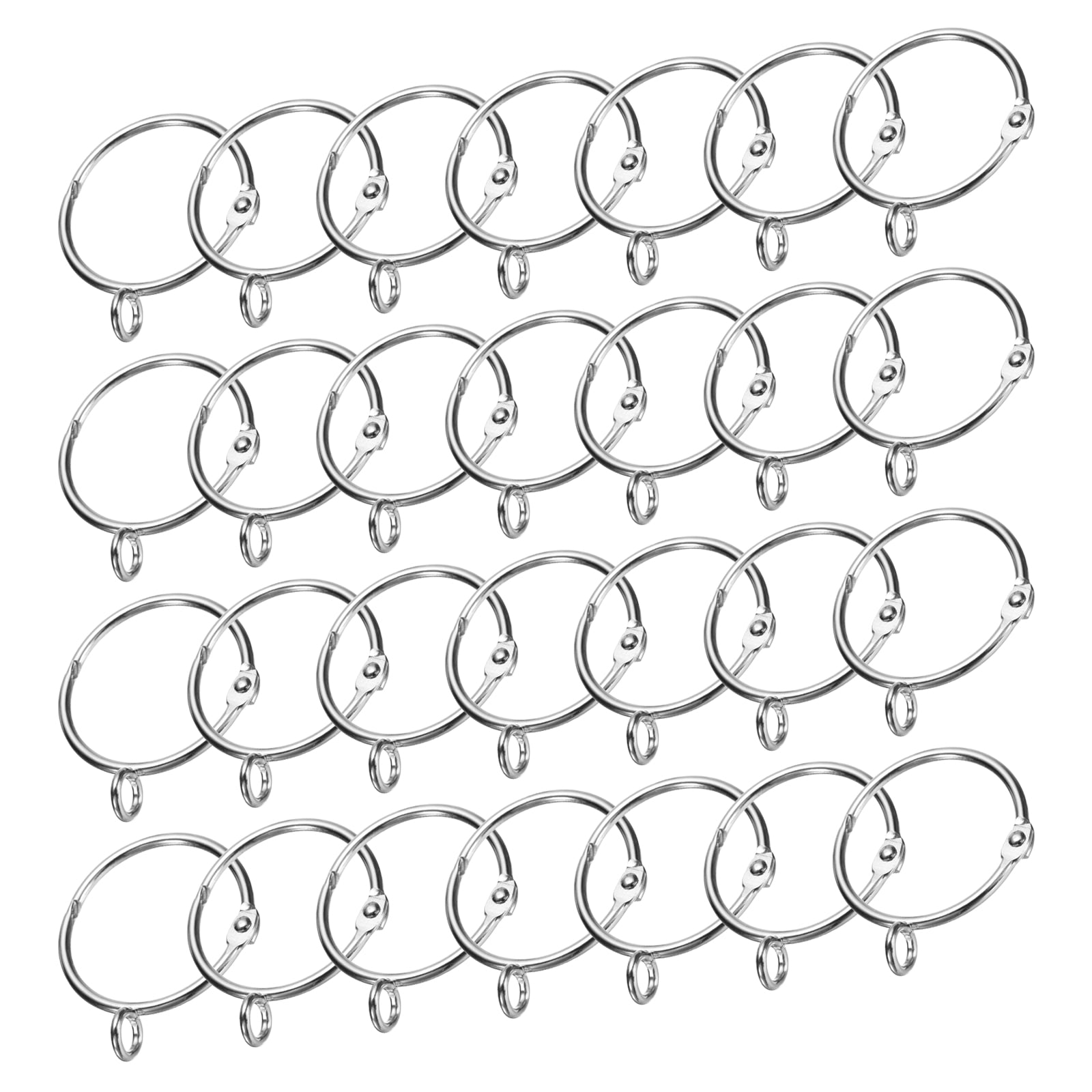 28 PCS Openable Curtain Rod Rings with Eyelets 1.5-Inch Silver ...