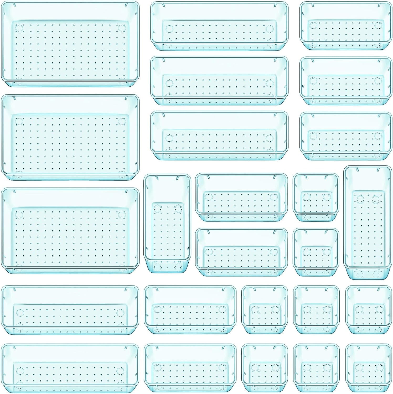 28 PCS Plastic Drawer Organizer Set, 4 Sizes Desk Drawer Divider ...