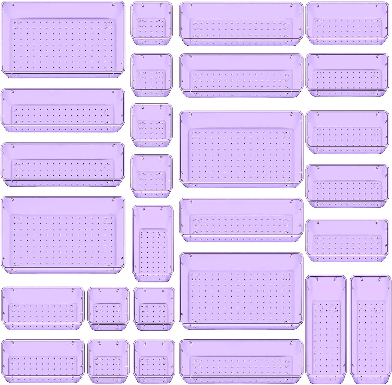 28 PCS Plastic Drawer Organizer Set, Desk Drawer Divider Organizers and ...