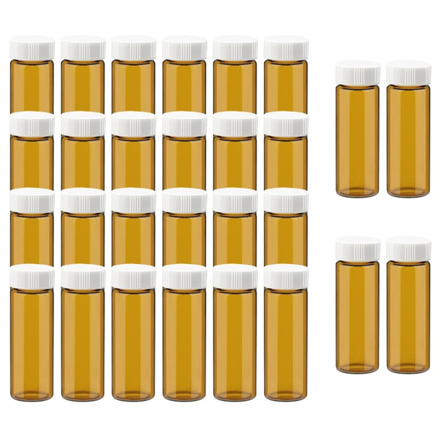 28 Pack 30ml Empty Refillable Travel Amber Glass Liquid Sampling Lab ...