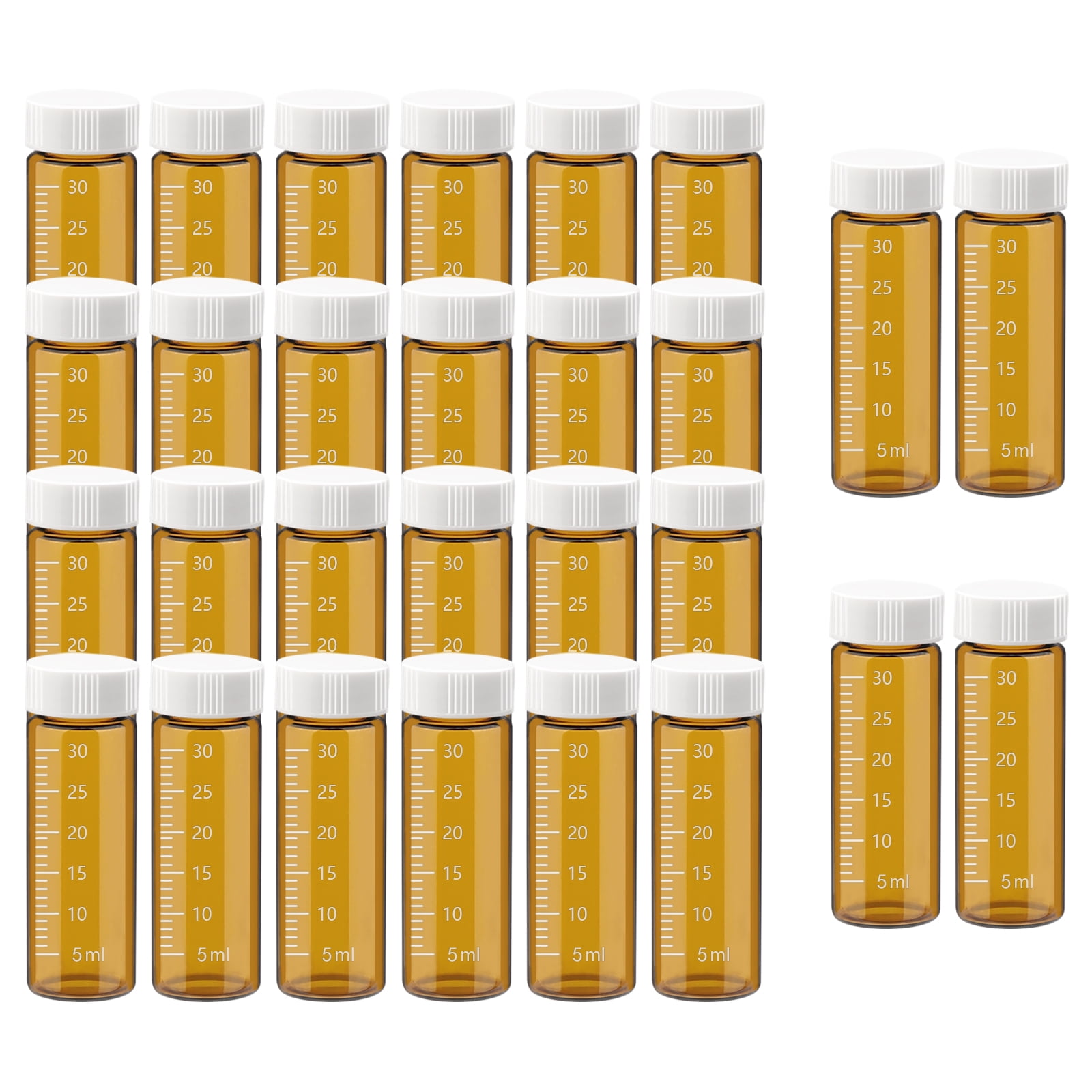 28 Pack 30ml Graduated Amber Glass Bottle with White Screw Cap for ...