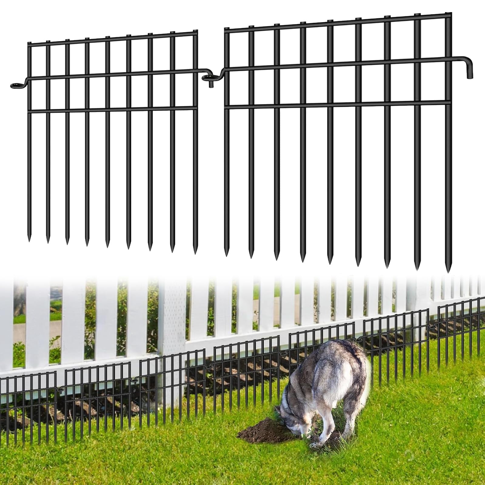 28 Pack Animal Barrier Fence, 13in(H) x28.5ft(L) No Dig Fence for Dogs ...