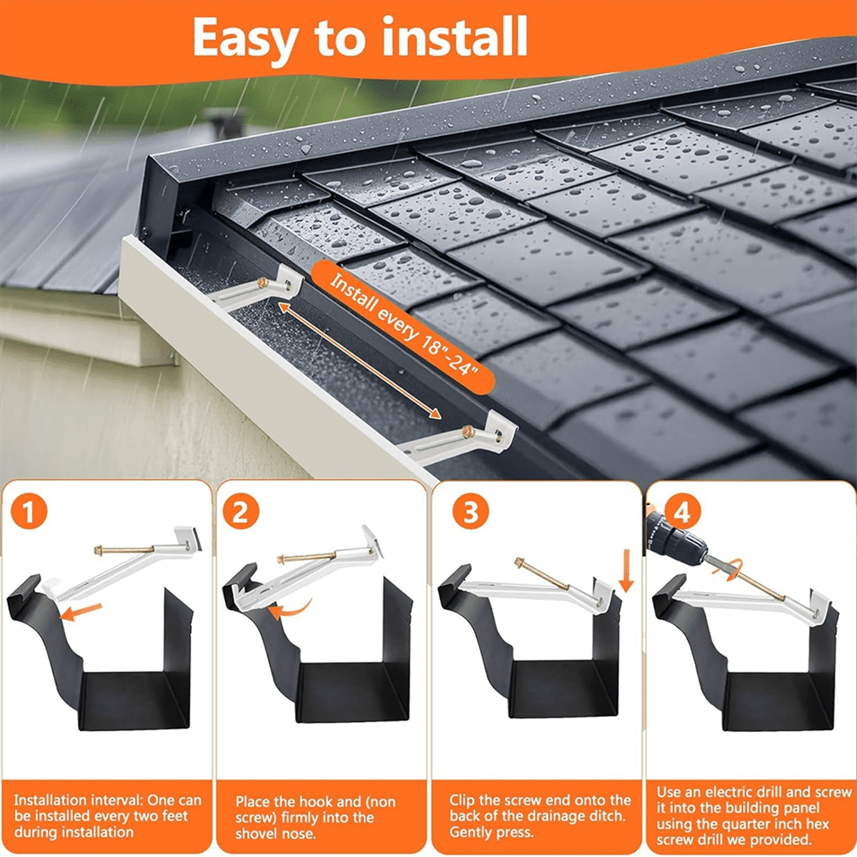 28-Pack Concealed Gutter Brackets, Sturdy Rain Gutter Brackets with ...