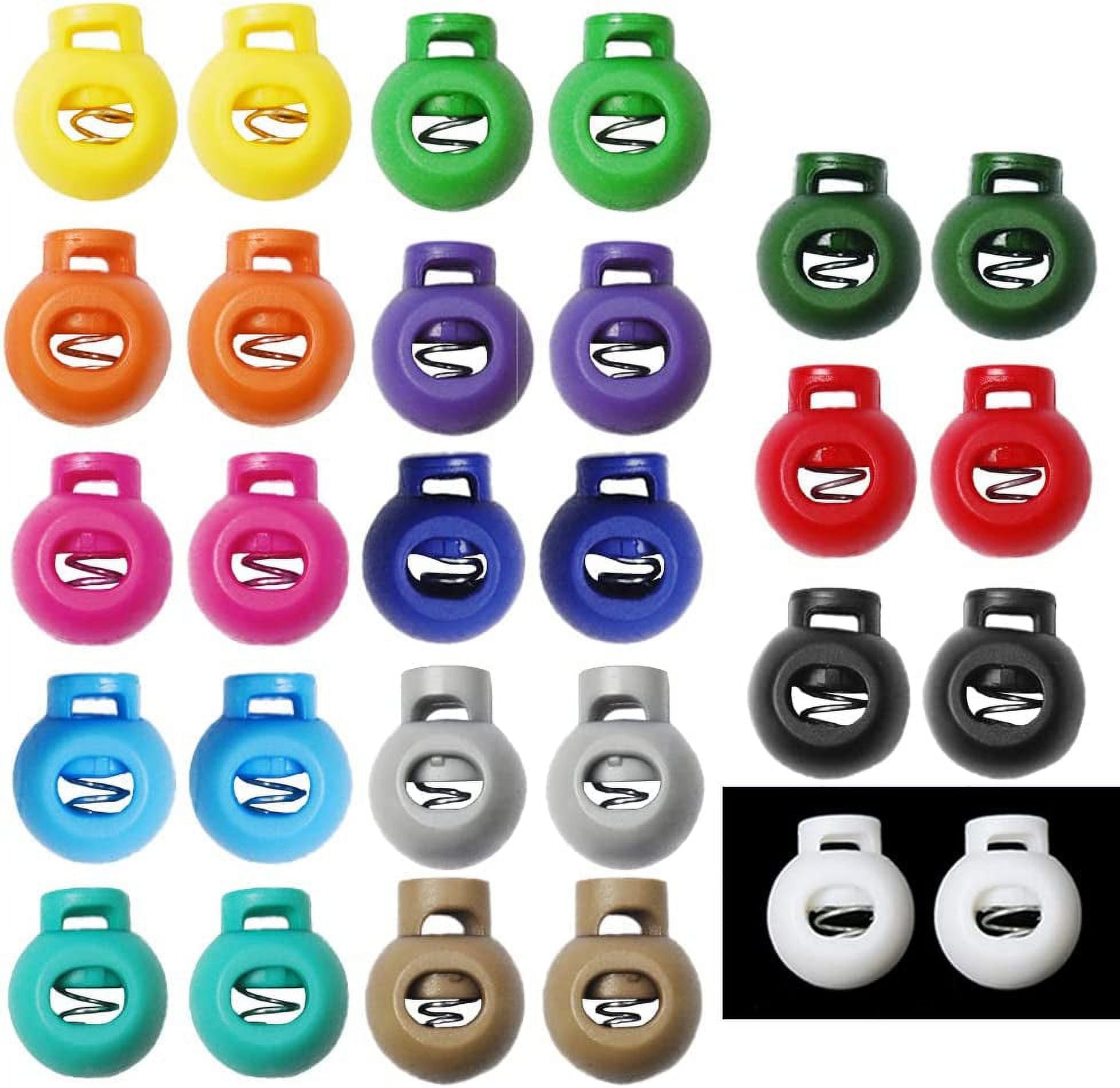 28 Pack Cord Lock Stopper, Round Plastic Toggle Spring Clips Stopper ...