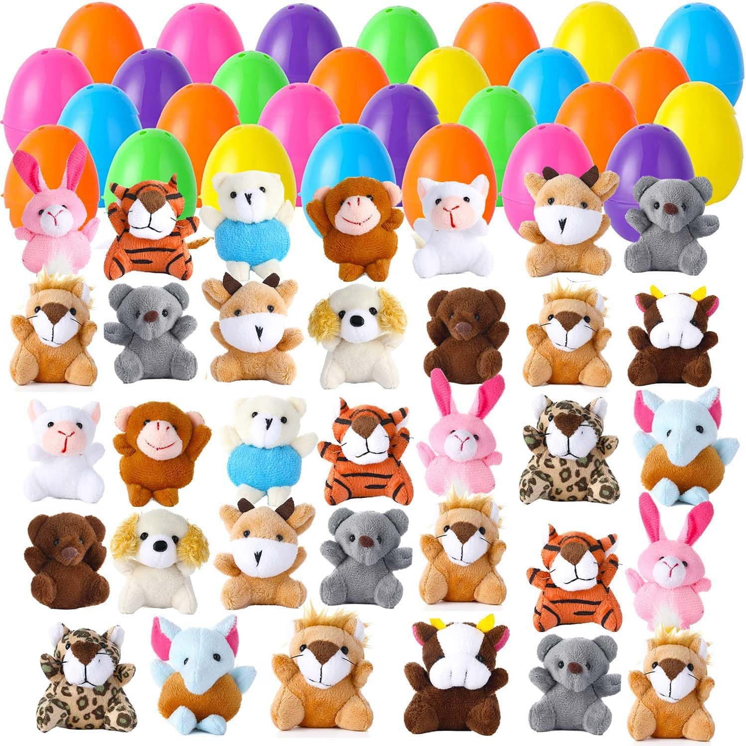 28 Pack Easter Eggs Filled with Mini Plush Animals Stuffed Toy for Kids ...