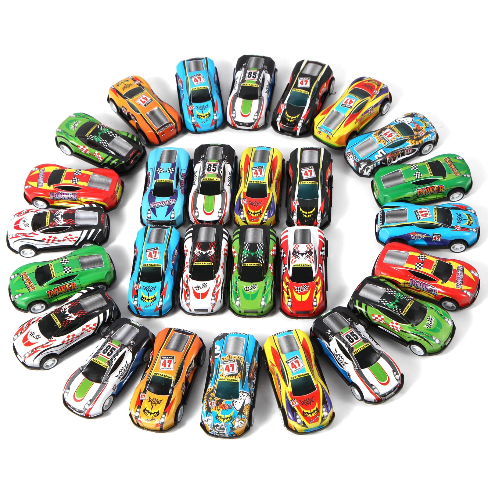 28 Pack Pull Back Cars for Kids, Mini Vehicles Toy Bulk Party Favor ...
