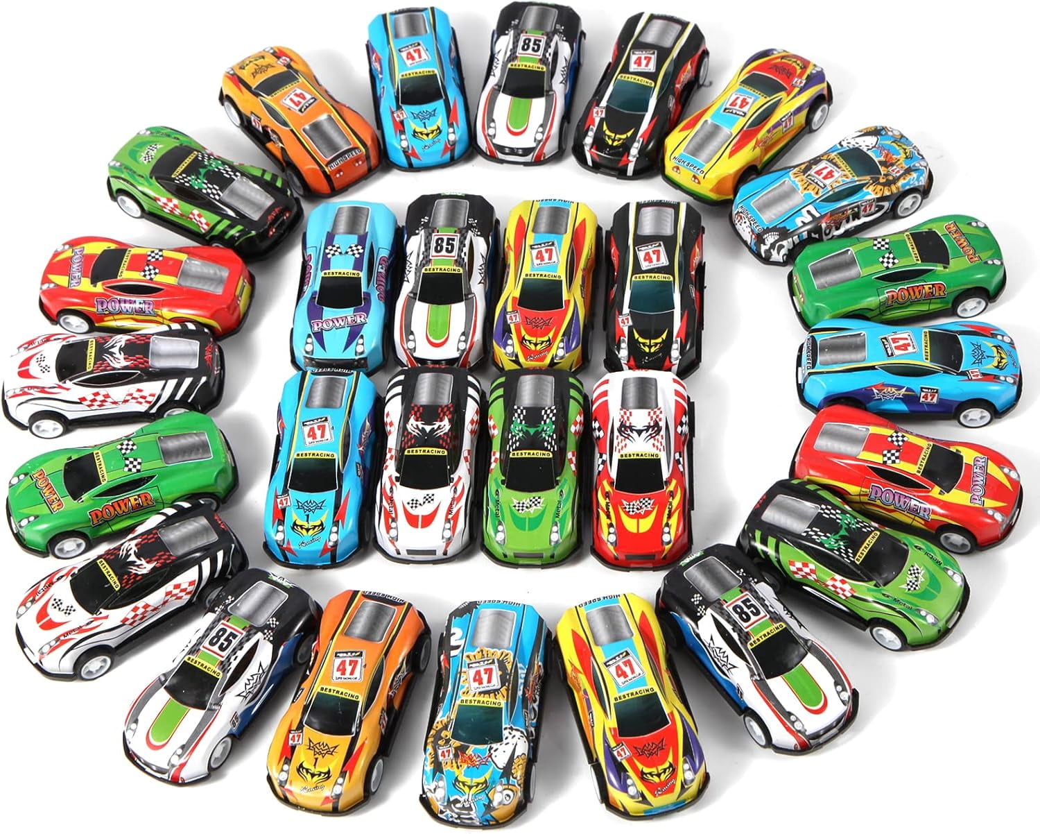 28 Pack Pull Back Cars for Kids, Mini Vehicles Toy Bulk Party Favor ...