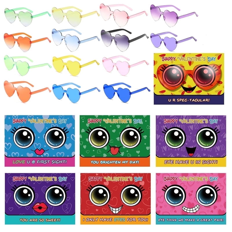 28 Pack Valentines Day Gifts for Kids with Neon Sunglasses and ...