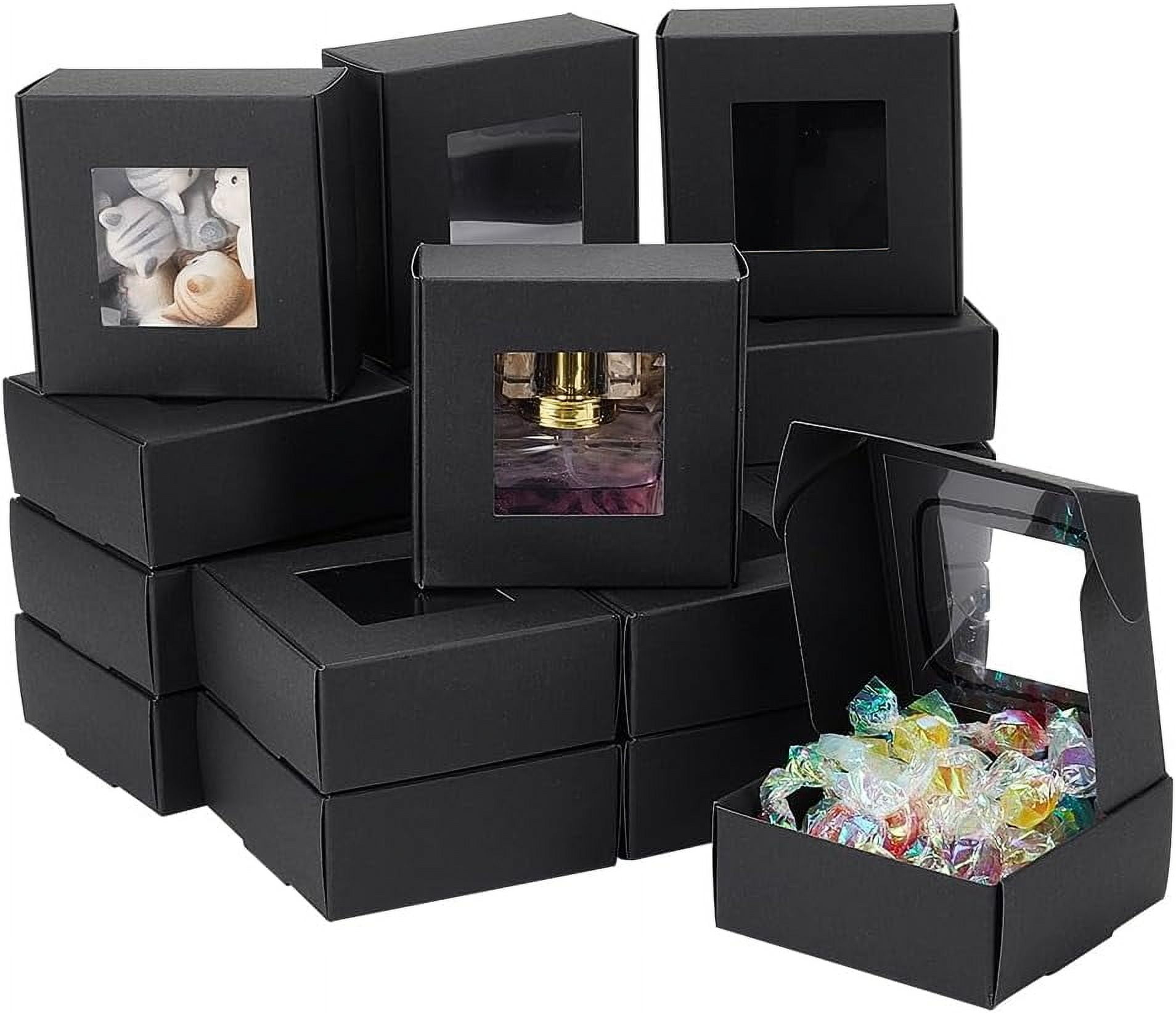 28Packs 3.3x3.3x1.3 Inch Square Gift Boxes with Clear Window Black ...
