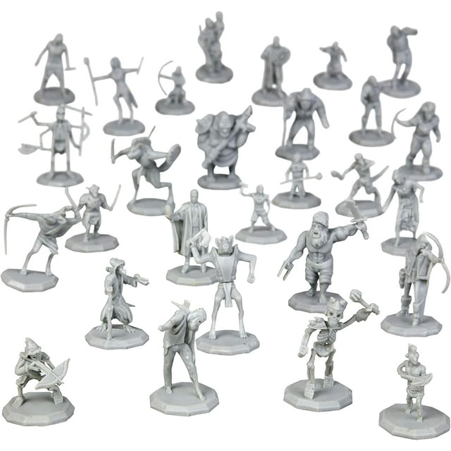 28 Paintable Fantasy Mini Figures- All Unique Designs- 1" Hex-Sized ...