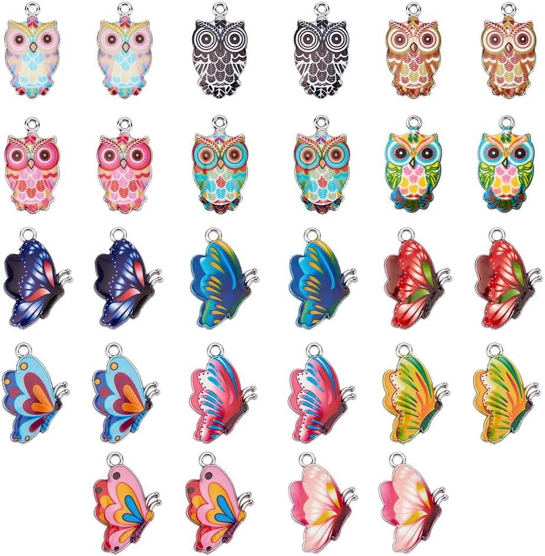 28 Pcs 14 Styles Alloy Enamel Pendants Colorful Owl Enamel Charms ...