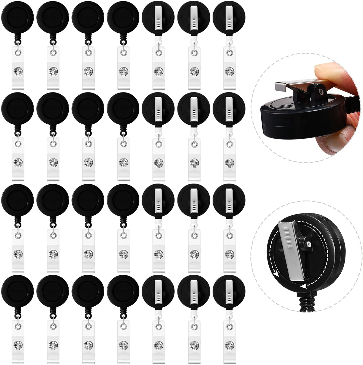 28 Pcs Badge Reel Retractable 25'' Badge Holder with 360 Degrees Swivel ...