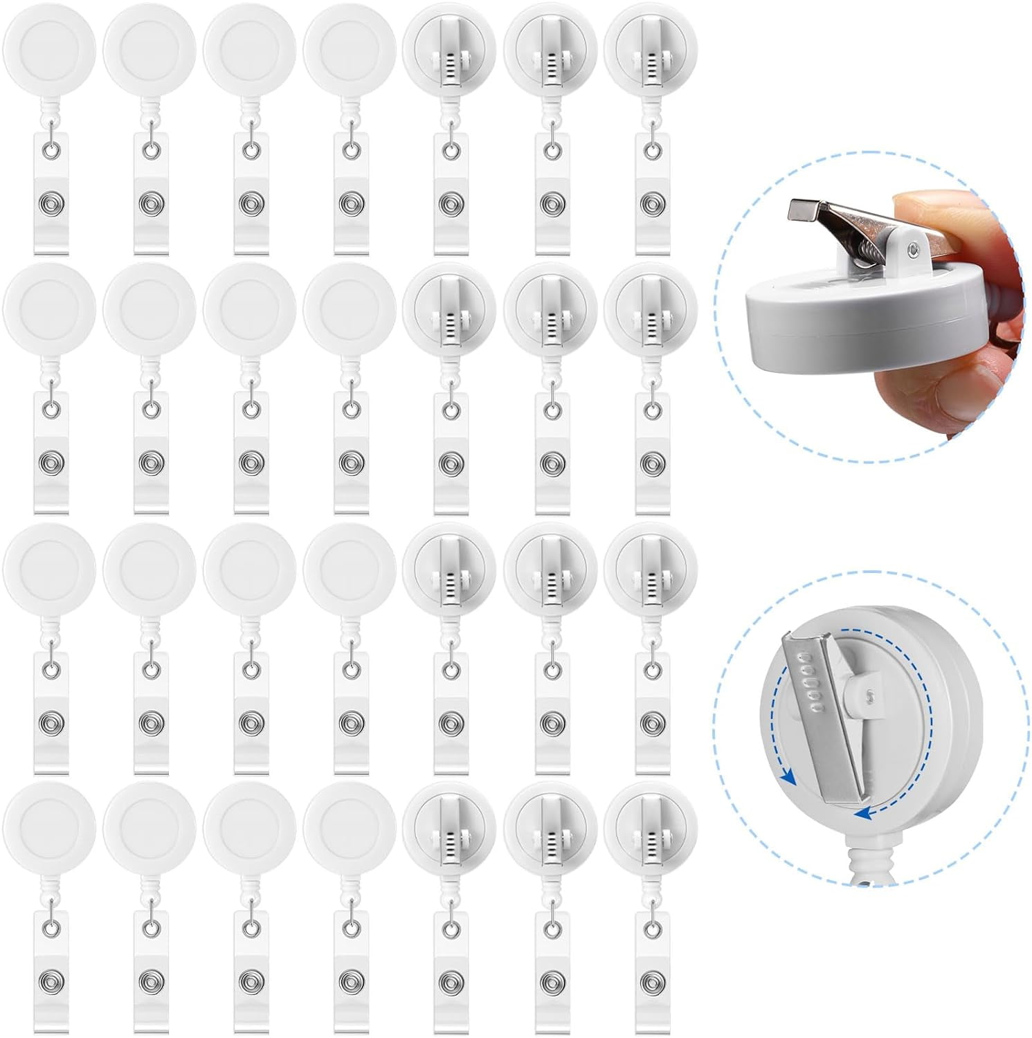 28 Pcs Badge Reel Retractable 25'' Badge Holder with 360 Degrees Swivel ...