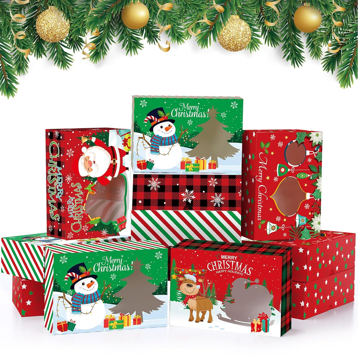 28 Pcs Christmas Cookie Boxes Merry Christmas Bakery Box with Window ...