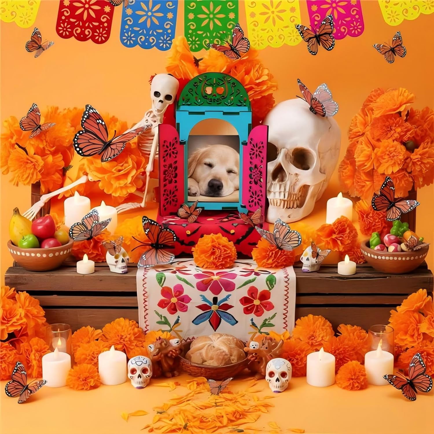 28 Pcs Dia De Los Muertos Ofrenda Altar Decorations, Wooden Shadow Box ...