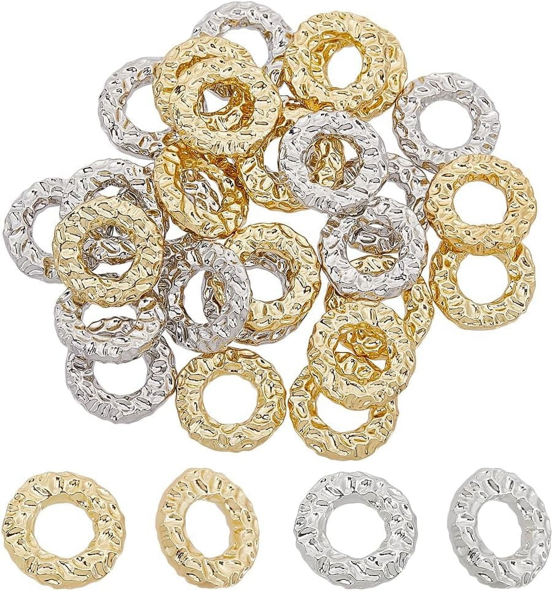 28 Pcs Hammered Round Connector Rings 2 Colors 16mm Alloy Plating ...