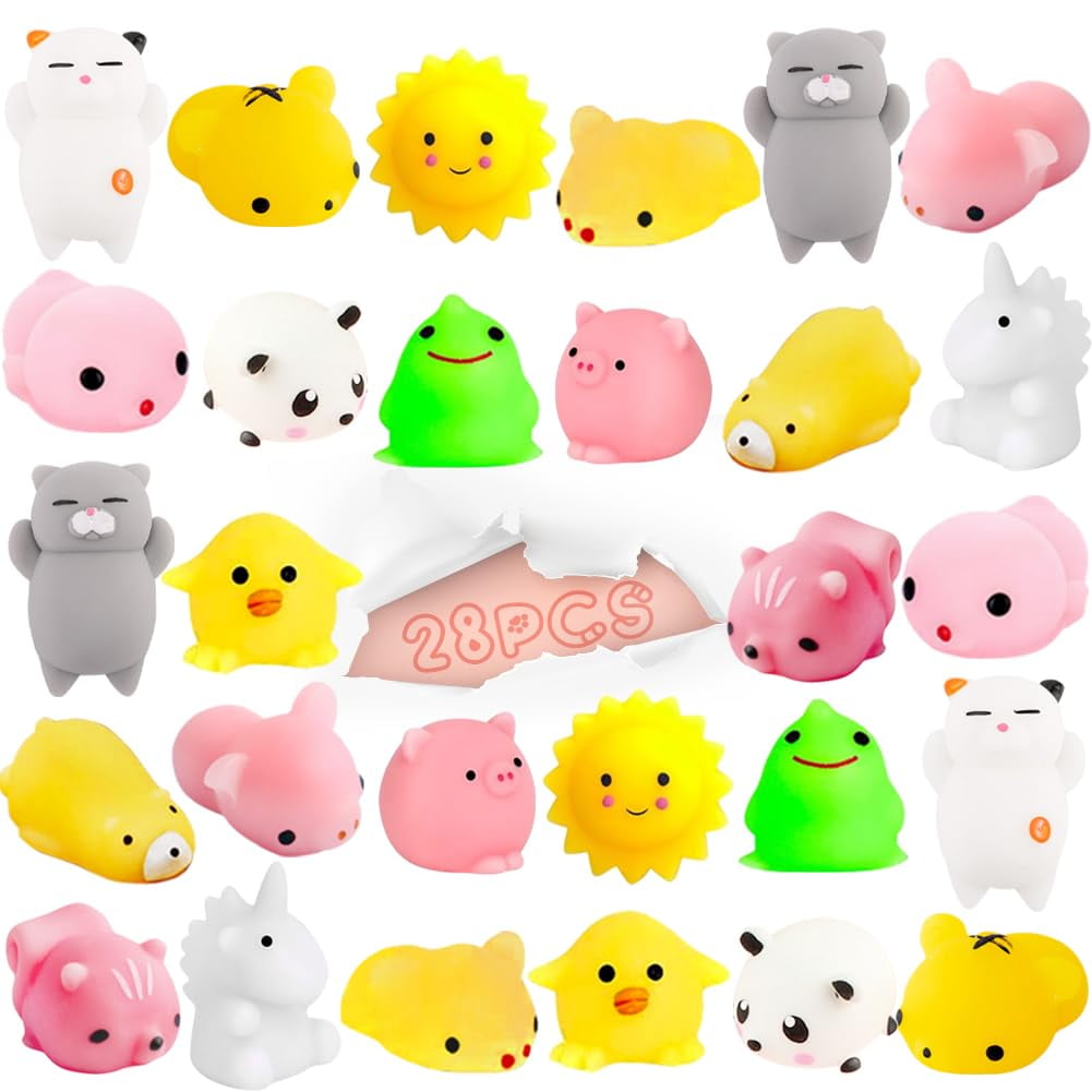 28 Pcs Mochi Squishies Toys Mini Stress Relief Cute Squishy Animals ...