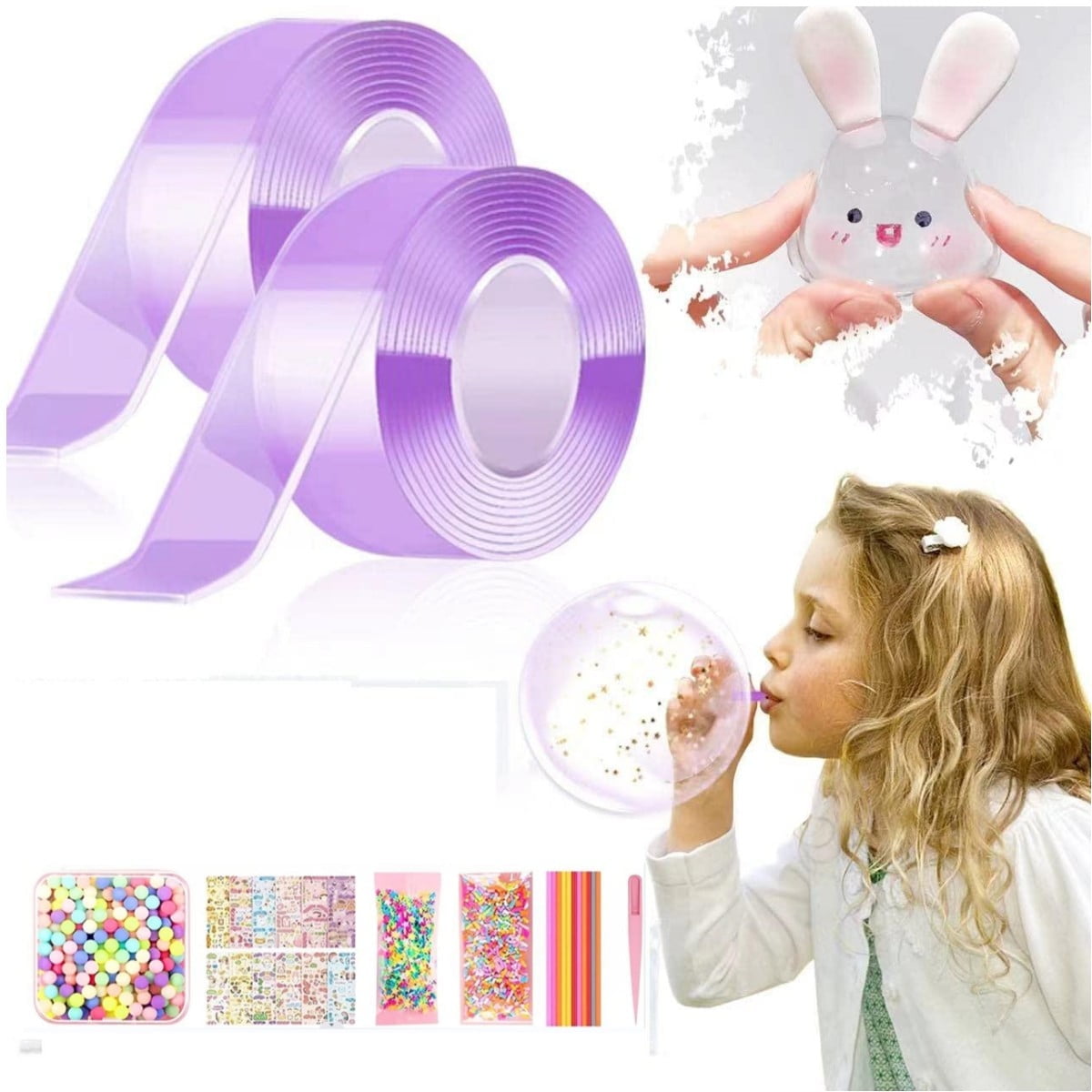 28 Pcs Nano Bubble Tapess Kit with Straws, Double Sided Tape Plastic ...