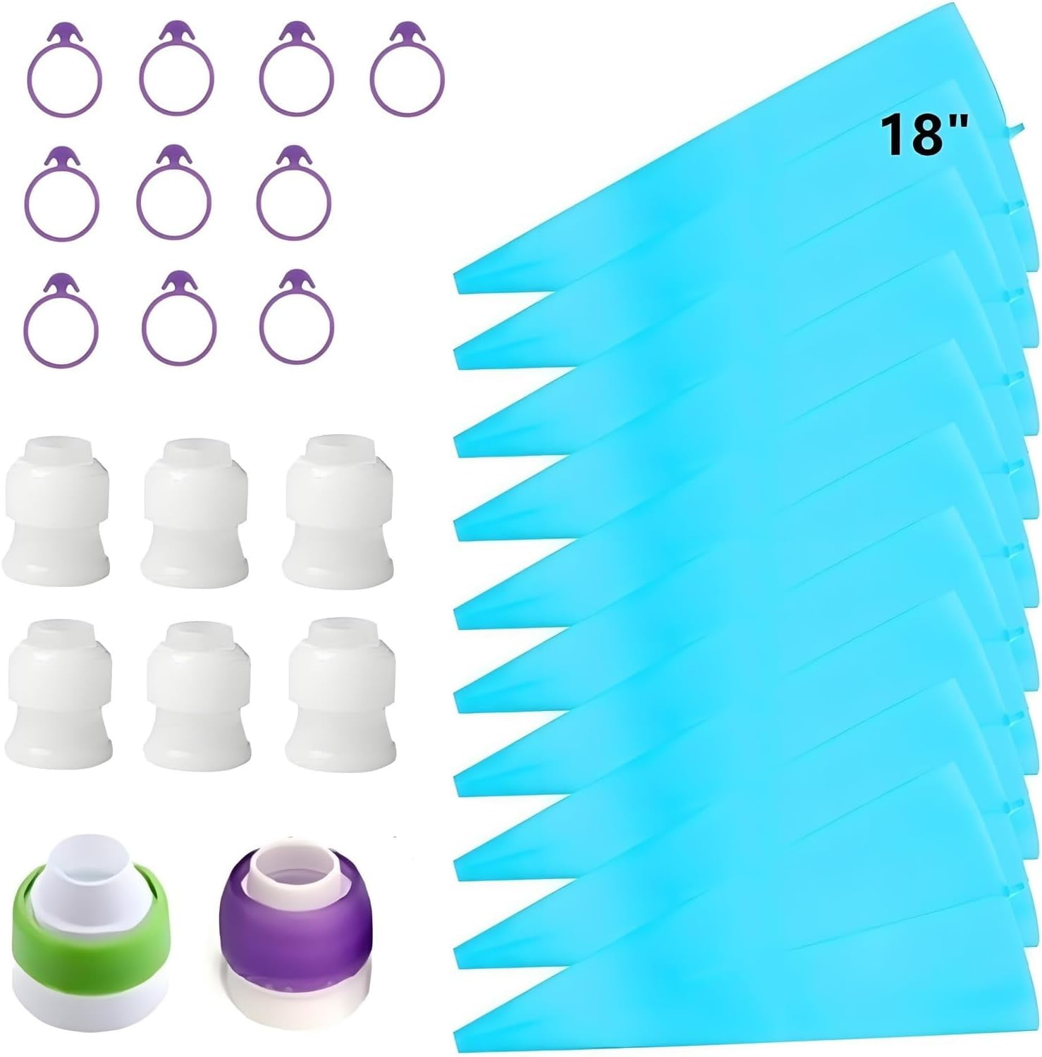28 Pcs Pastry Piping Bags Set, with 10 PCS (18 Inch) Reusable Silicone ...