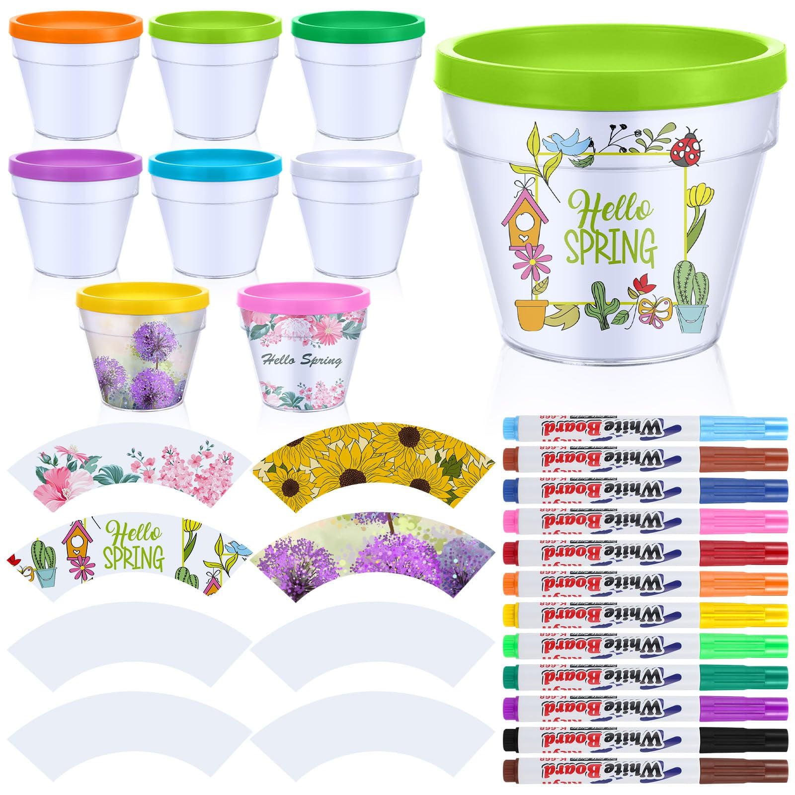 28 Pcs Spring Crafts For Kids, 16 Spring Diy Flower Pots For Kids Paint ...