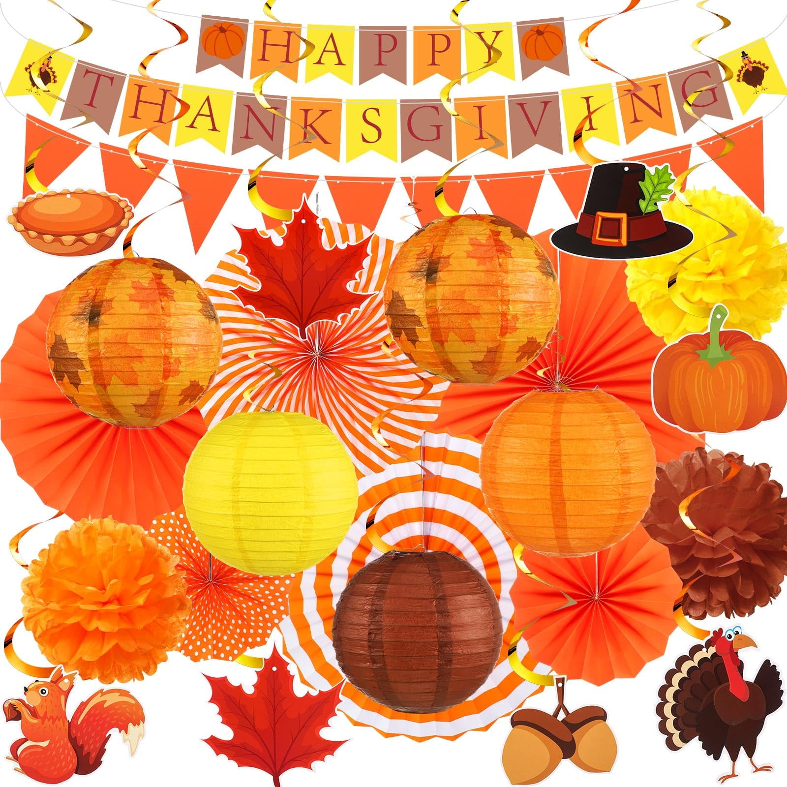 28 Pcs Thanksgiving Party Decoration Include Happy Thanksgiving Banner ...