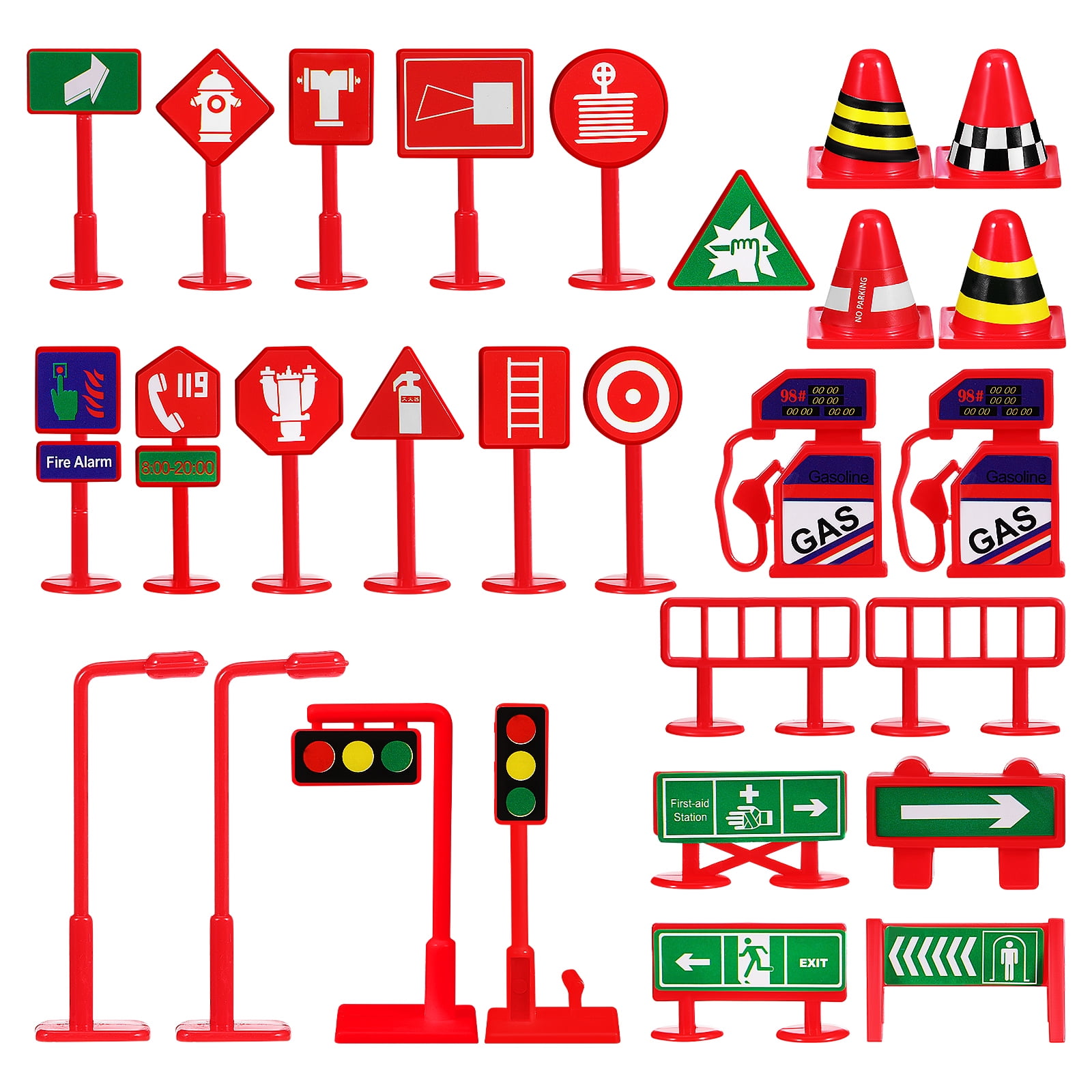WHAMVOX Mini Traffic Signs Toy Set with Realistic PVC Signs for Playing ...