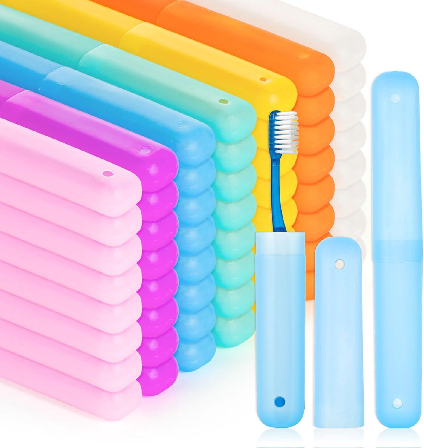 28 Pcs Travel Toothbrush Case Holder Bulk Portable Toothbrush Container ...