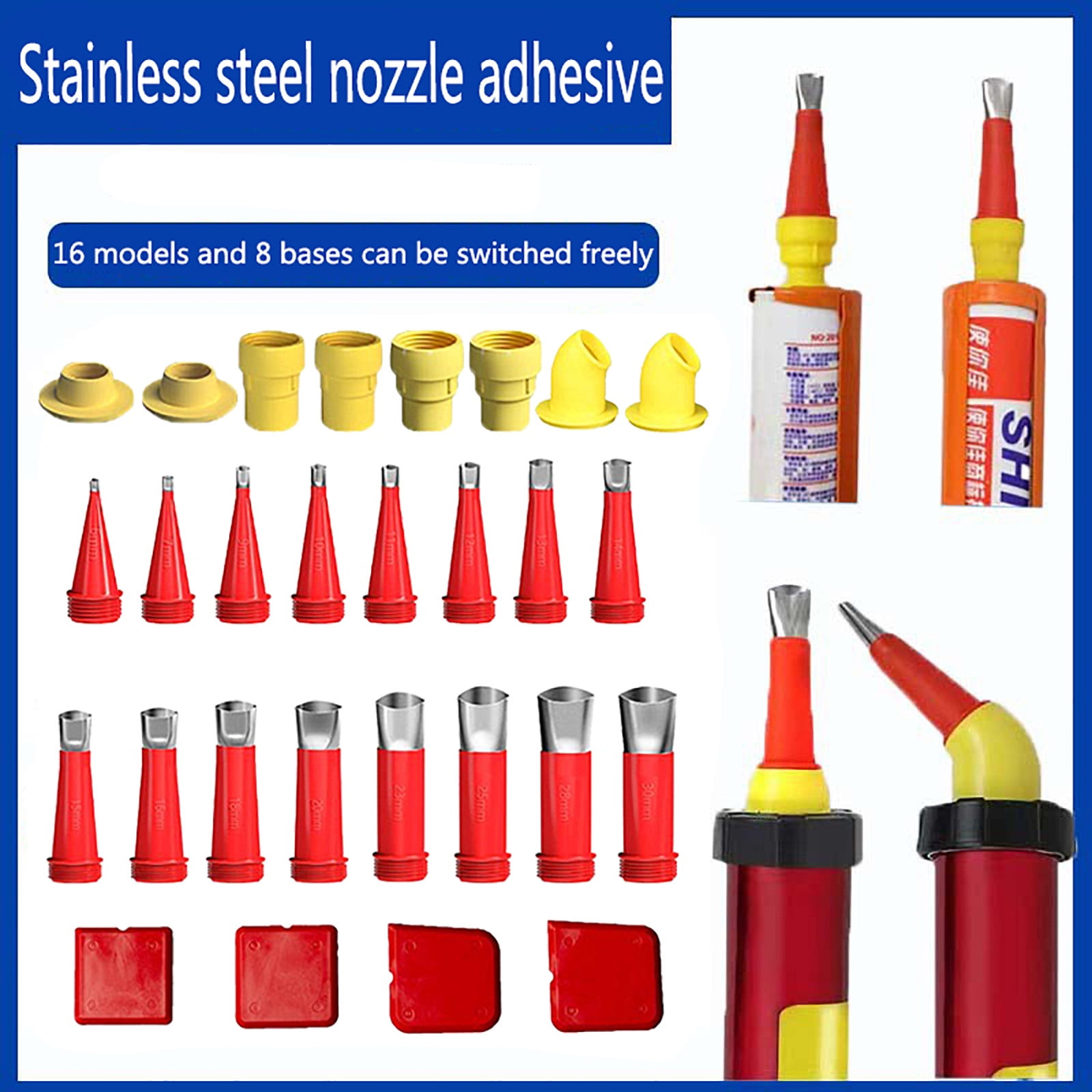 28-Piece Cartridge Nozzle Kit 16 Nozzle Sizes (6-30mm) 6 Connector ...
