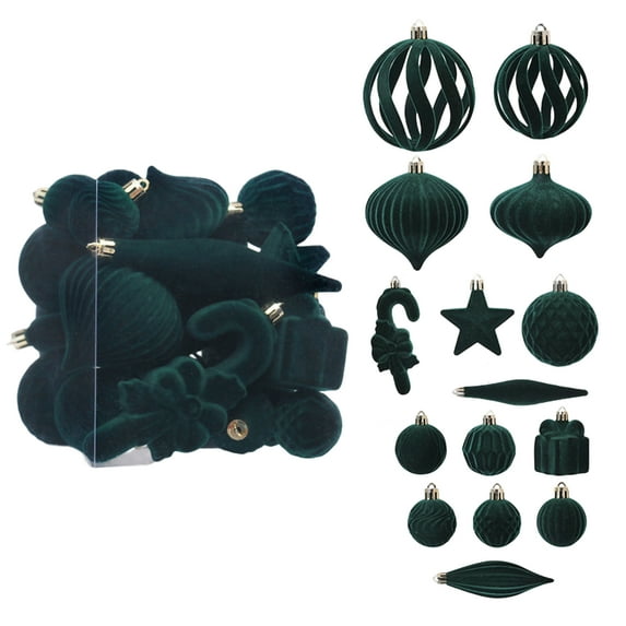 28-Piece Christmas Decoration Set Featuring Flocked Balls And Various ...