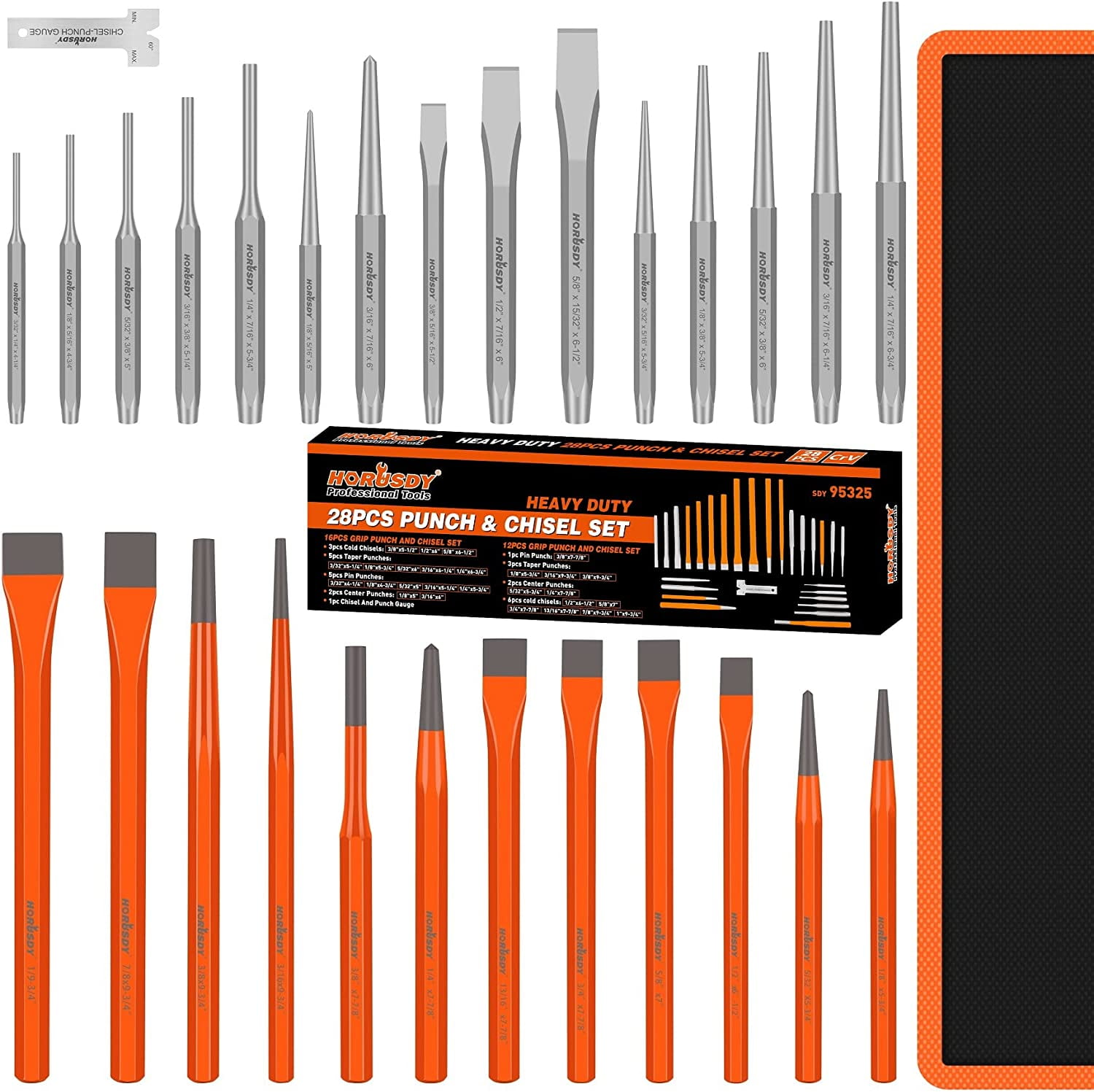 28-Piece Heavy Duty Punch and Chisel Set, Including Taper, Cold Chisels ...