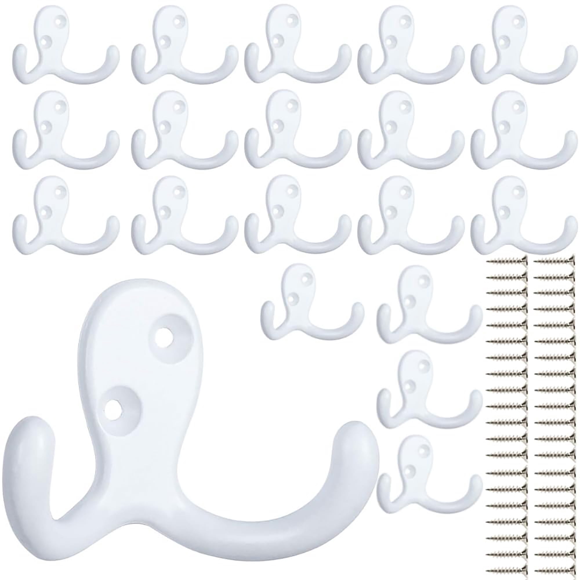 28-Piece Heavy Duty Retro Double Prong Coat Hooks, Wall Mounted Utility ...