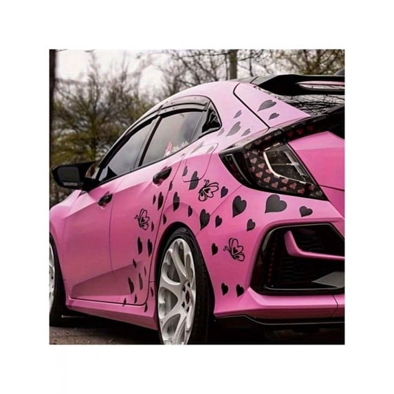 28-Piece PVC Car Decals Set - Black Butterfly And Heart Designs ...