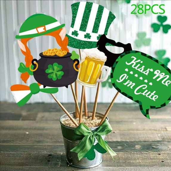 28 Piece Saint Patrick'S Day Party Ball Photo Prop Set Pipe Lucky ...