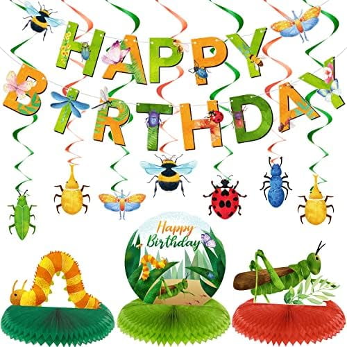 28 Pieces Bugs Party Decorations Spring Bugs Party Banner Bee Ladybugs ...