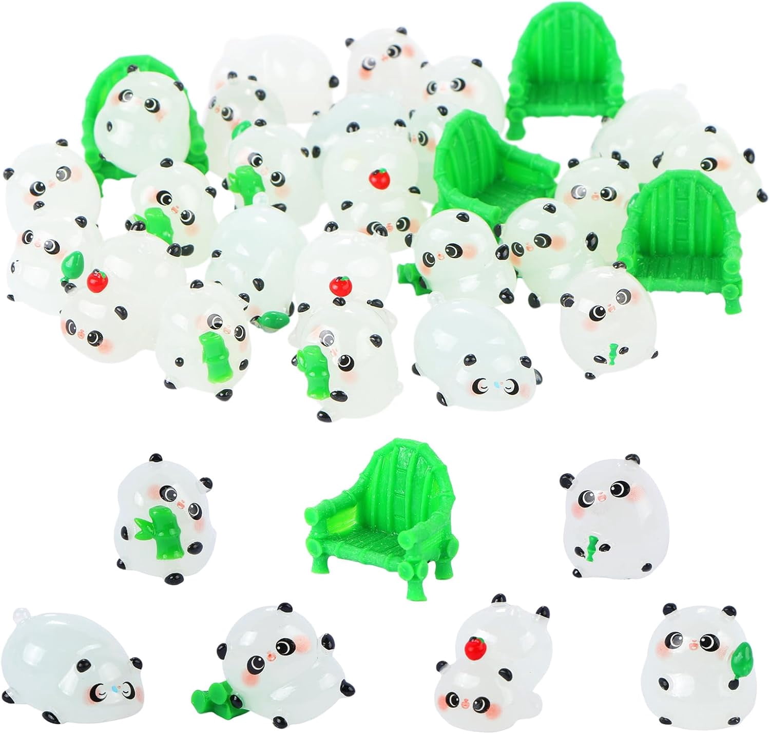 28 Pieces Mini Panda Figurines for Dollhouse Miniatures Resin Animals ...