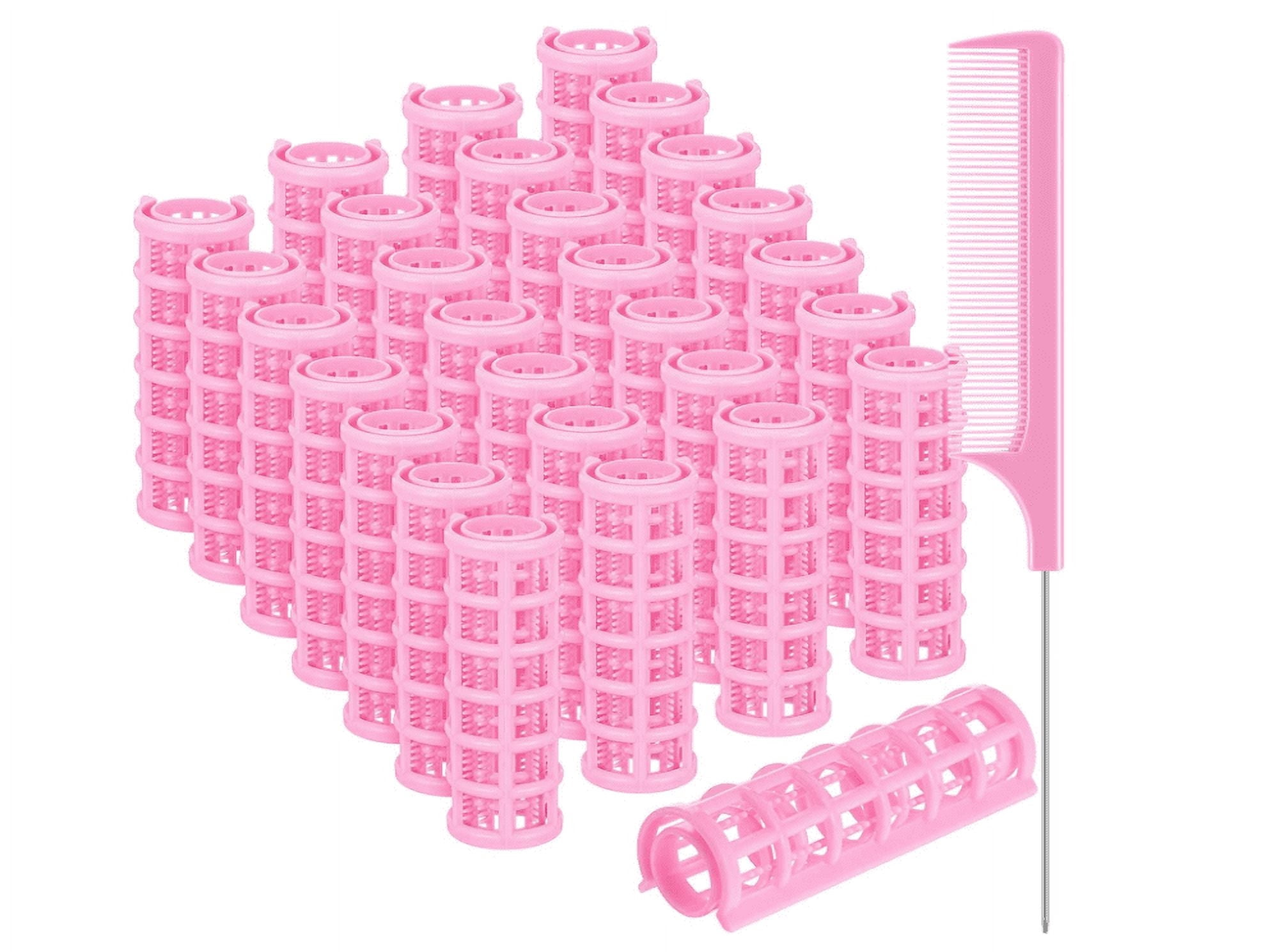 28 Pieces Plastic Hair Rollers Curlers Self Grip Rollers Hairdressing ...