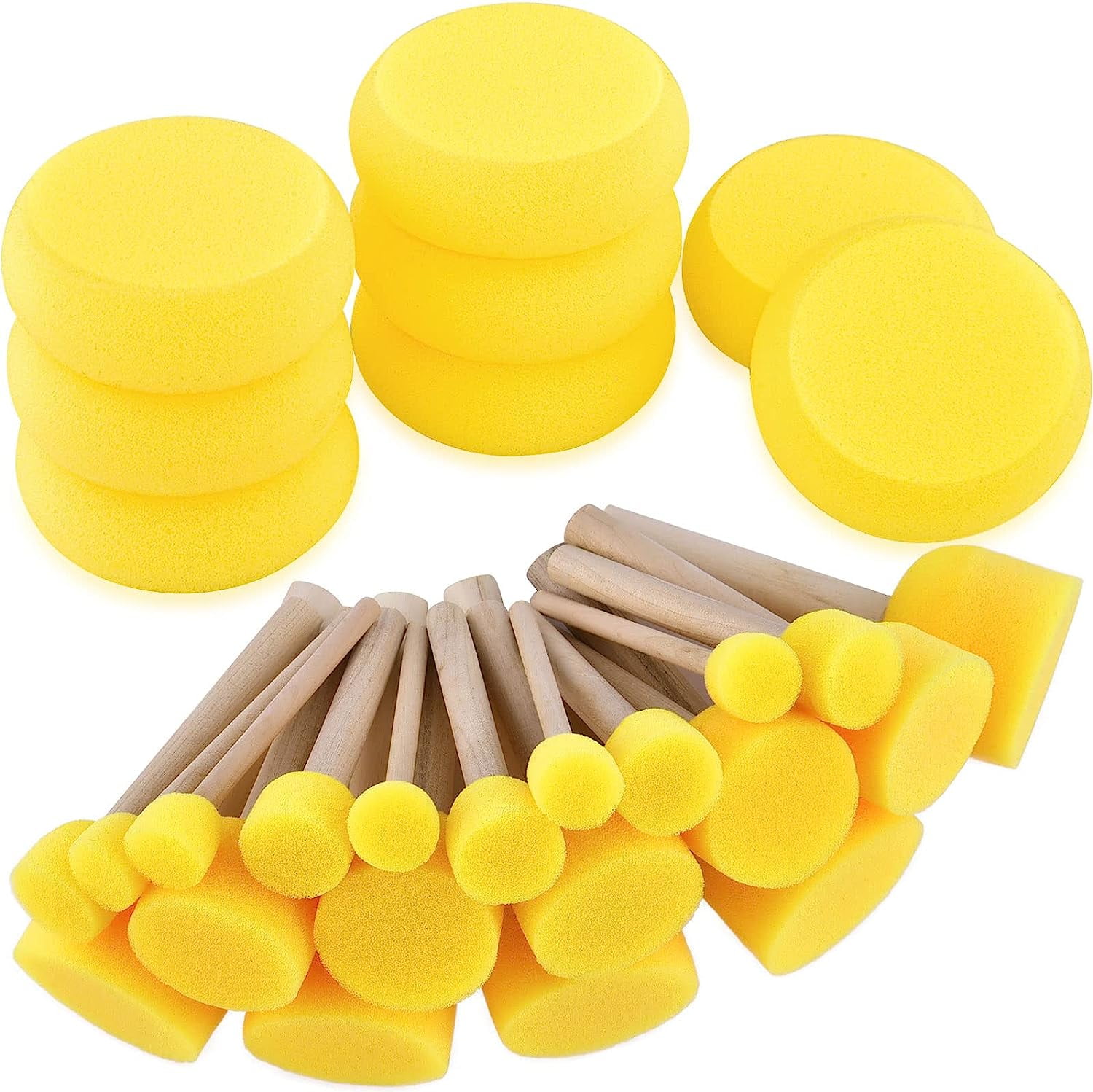 28 Pieces Round Sponge Brush, Artist Painting Foam Sponge for Watercolor, Crafts, Face Painting ...
