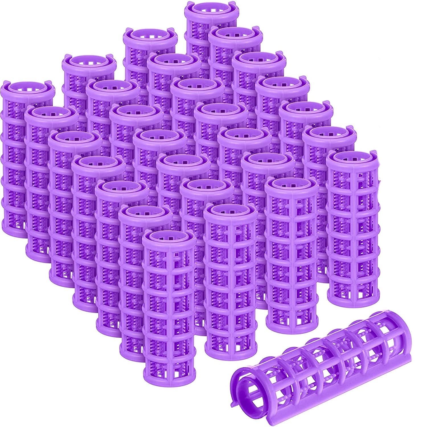 28 Pieces Snap on Hair Roller, Happon Plastic Hair Roller No Heat ...