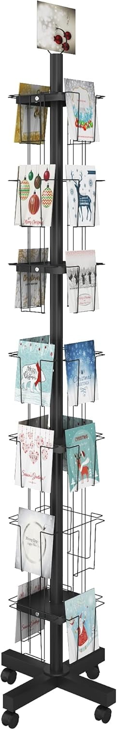 28 Pockets Countertop Rotating Greeting Card Rack, 7 Tier magazine ...